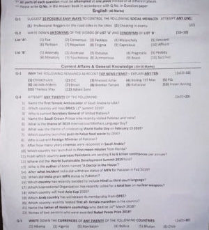 Assistant Director Local Government Department Past Paper BPSC